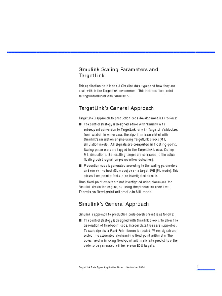 Simulink vs TargetLink Data Types | PDF | Parameter (Computer Programming) | Data Type