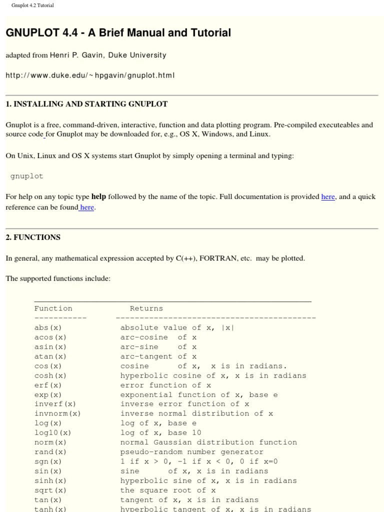 GNUPLOT 4.4 - A Brief Manual and Tutorial: Here Here | PDF GNUPLOT 4.4 - A Brief Manual and Tutorial: Here Here | PDF