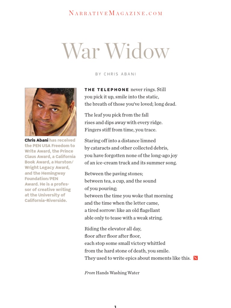 Chris Abani - War Widow | PDF | Poetry
