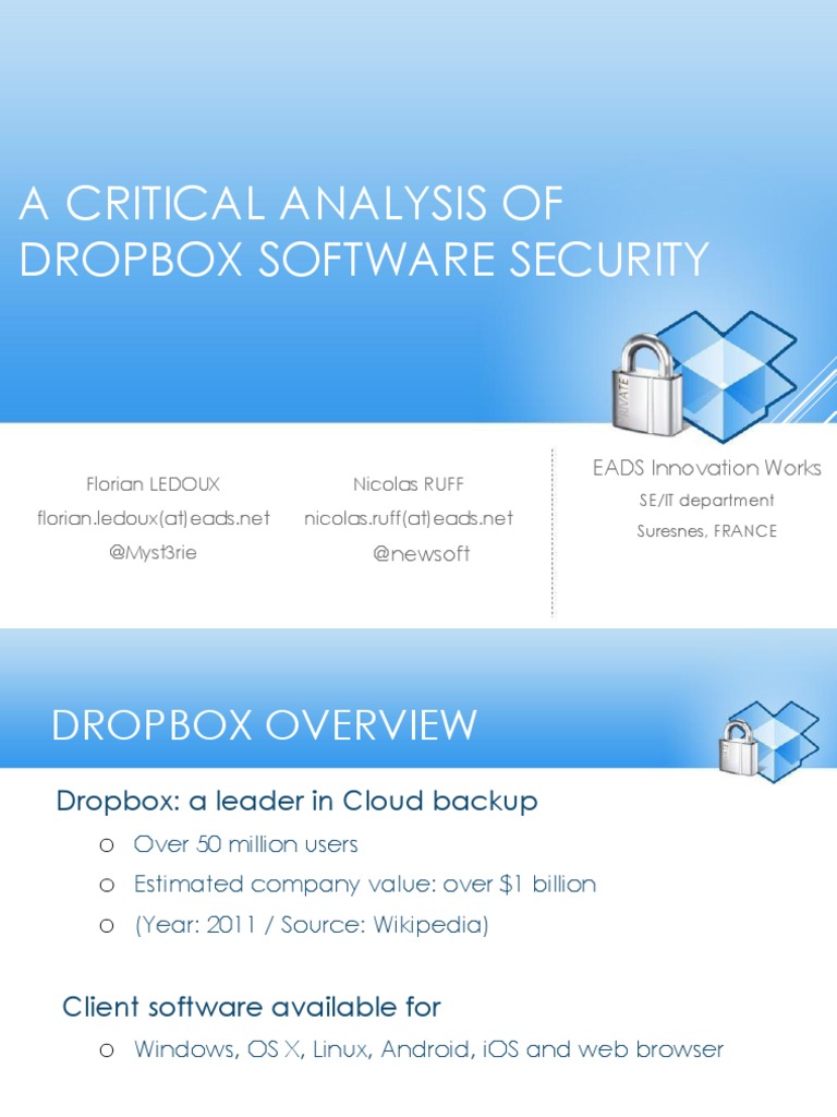 A Critical Analysis of Dropbox Software Security: Exposing Weaknesses in Encryption ...