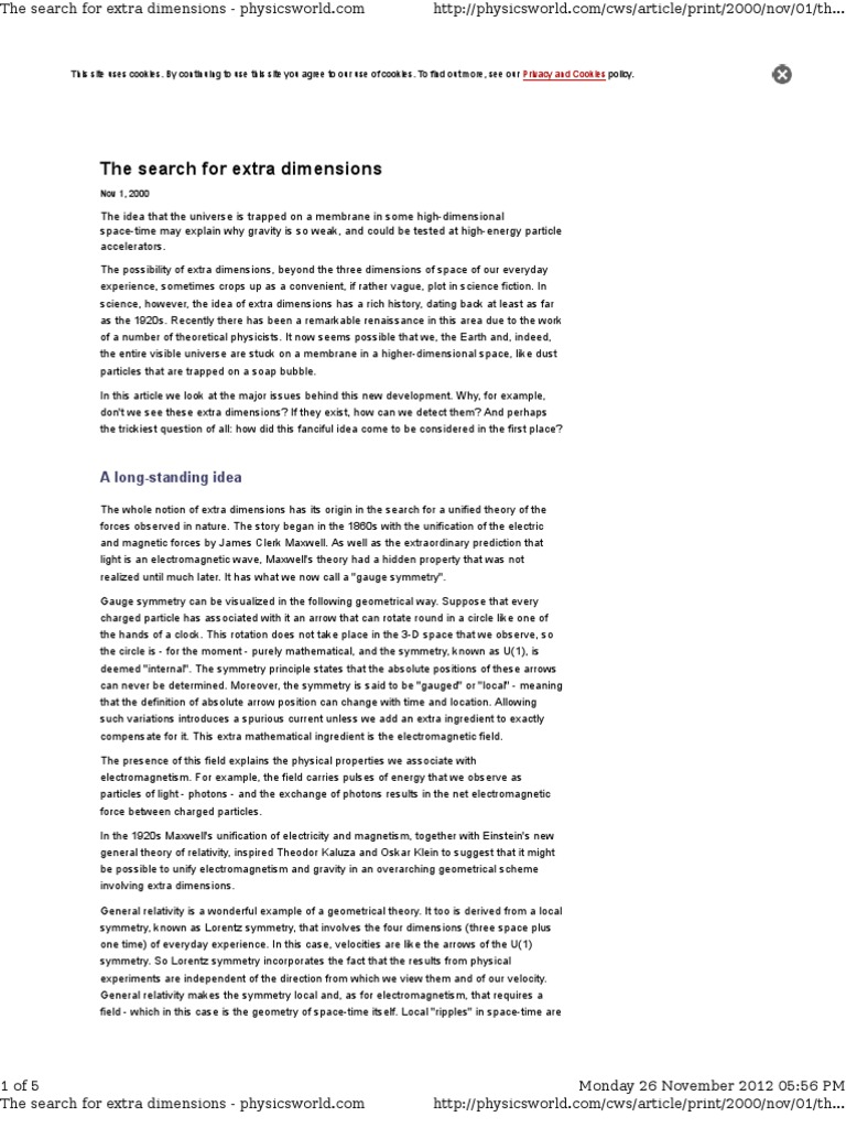 Exploring Extra Dimensions in Physics | PDF | String Theory | Dimension