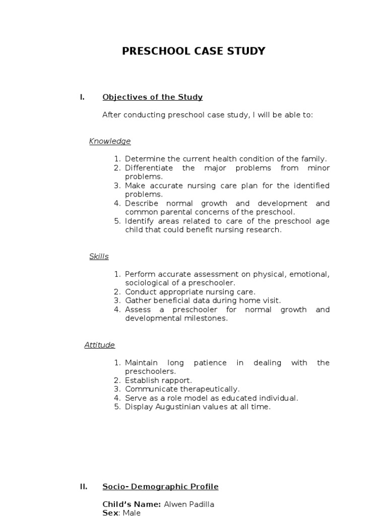 Preschool Case Study | PDF | Anxiety | Eating
