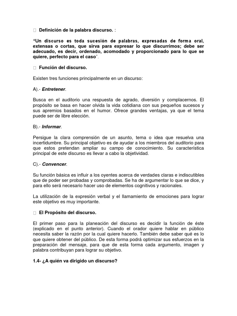 Definición de La Palabra Discurso | PDF | Conocimiento | Memoria
