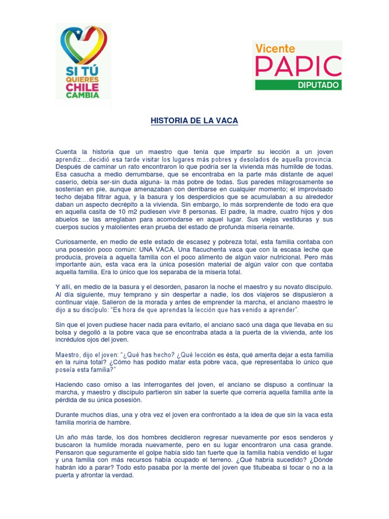 Vicente Papic Arce-Historia de La Vaca | PDF | Vacas | Pobreza