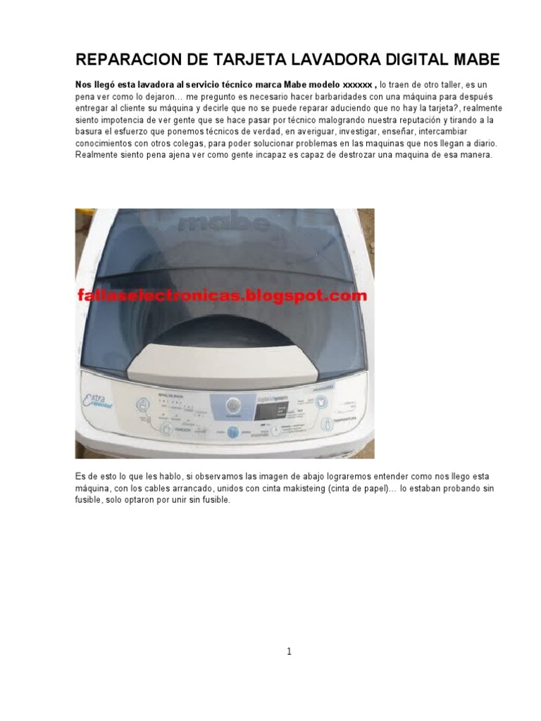 Reparacion de Tarjeta Lavadora Digital Mabe | PDF | Microprocesador | Informática y tecnología ...