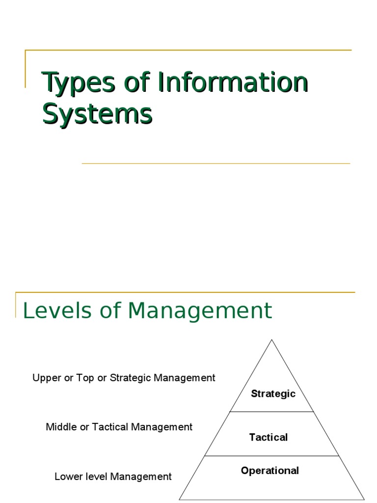 Types of Information Systems | PDF | Information System | Decision ...