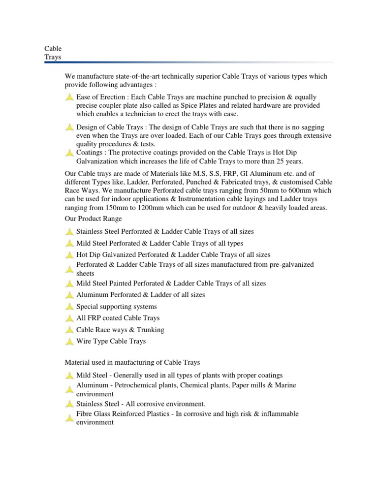 Cable Trays Design Refference Document | PDF | Galvanization | Cable