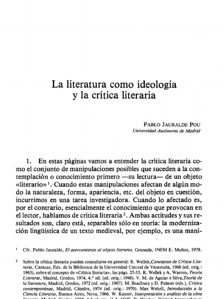 Crítica literaria como ideología | PDF | Crítica literaria | Karl Popper