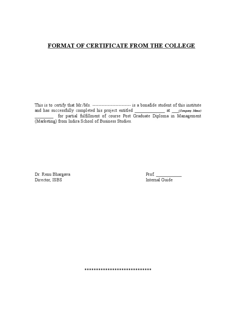 Certificate Formats for Project Completion | PDF | Business