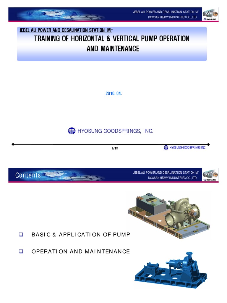 Hyosung Pumps Operation & Maintenance Guide | PDF | Pump | Hydraulics