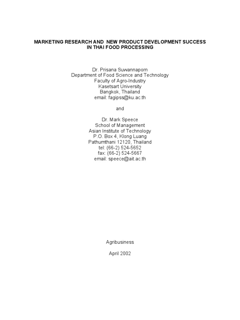Marketing Research and New Product Development Success | PDF ...