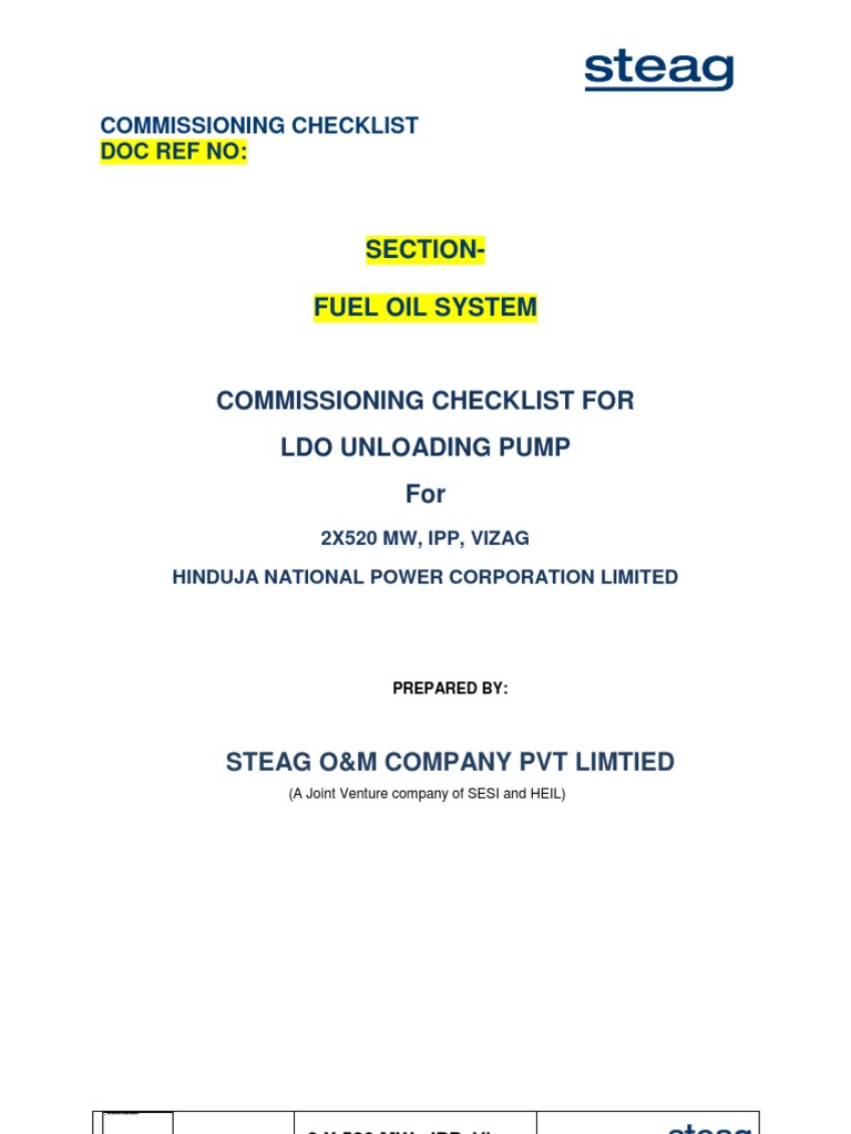 Checklist - LDO-UnLoading Pump | PDF | Bearing (Mechanical) | Pump