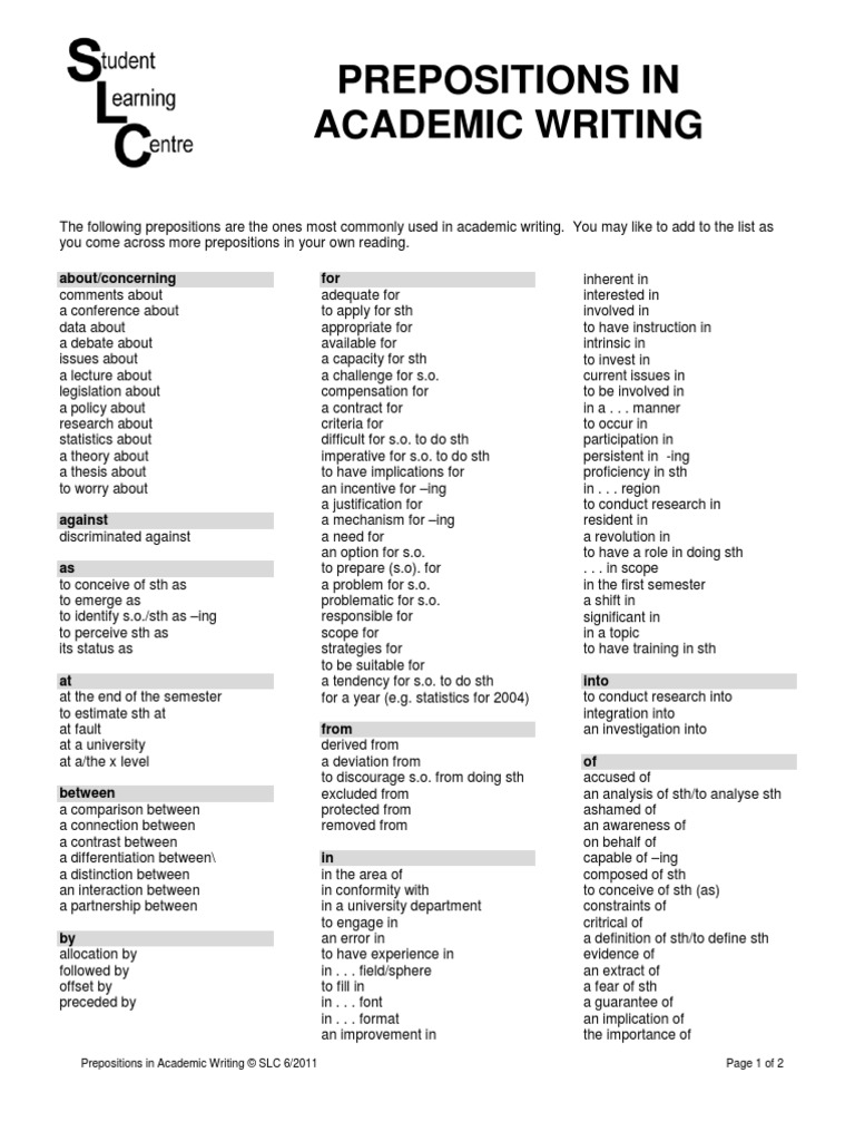 Prepositions in Academic Writing | PDF | Survey Methodology | Statistics