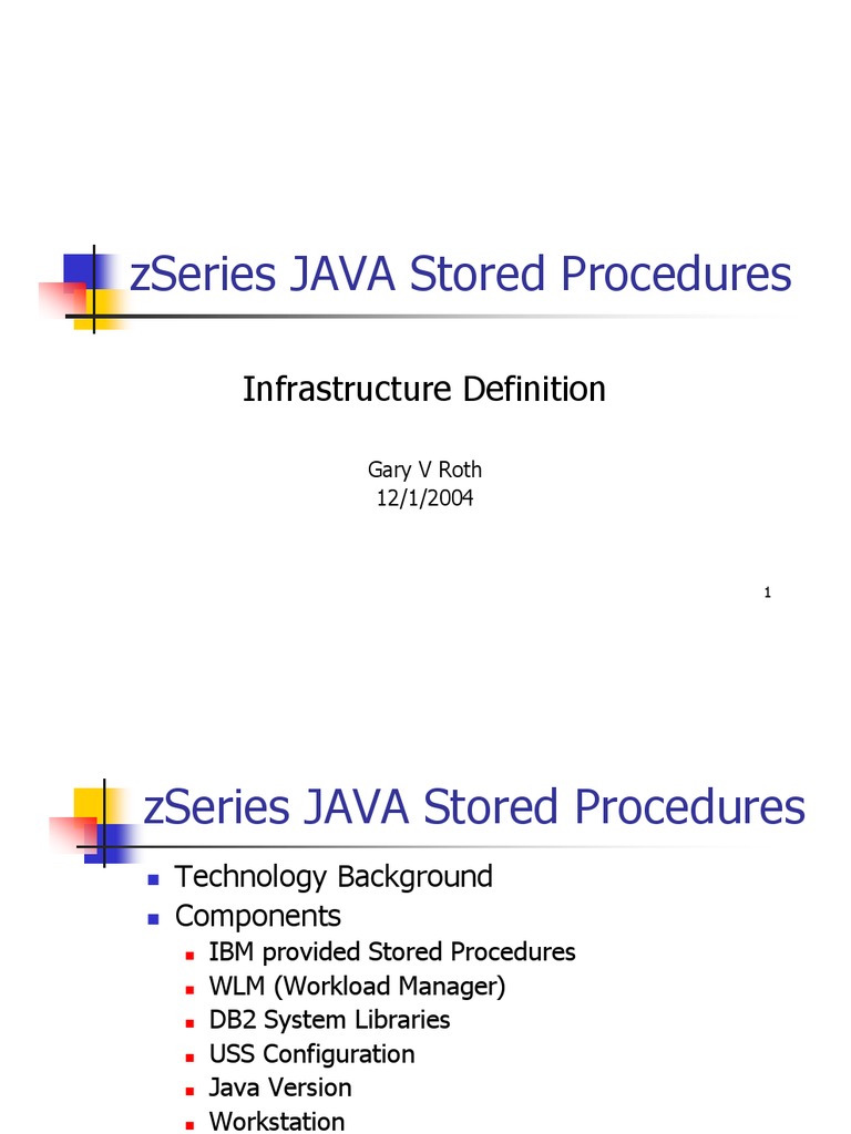Java Stored Procedures GaryRoth 22305 | PDF | Ibm Db2 | Java (Programming Language)