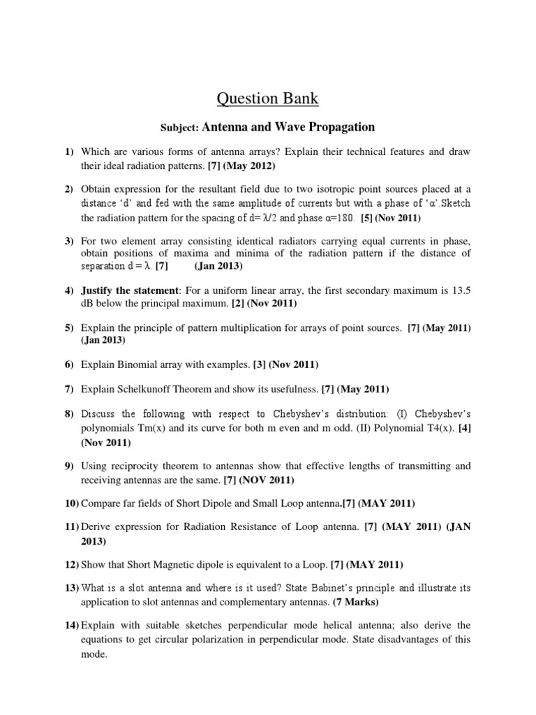 AWP Question Bank | PDF | Antenna (Radio) | Electronics