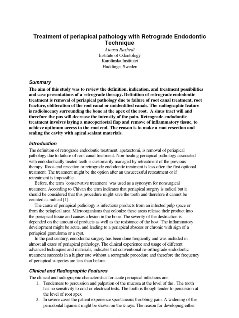 Retrograde Endodontic Treatment Overview | PDF | Dentistry Branches ...