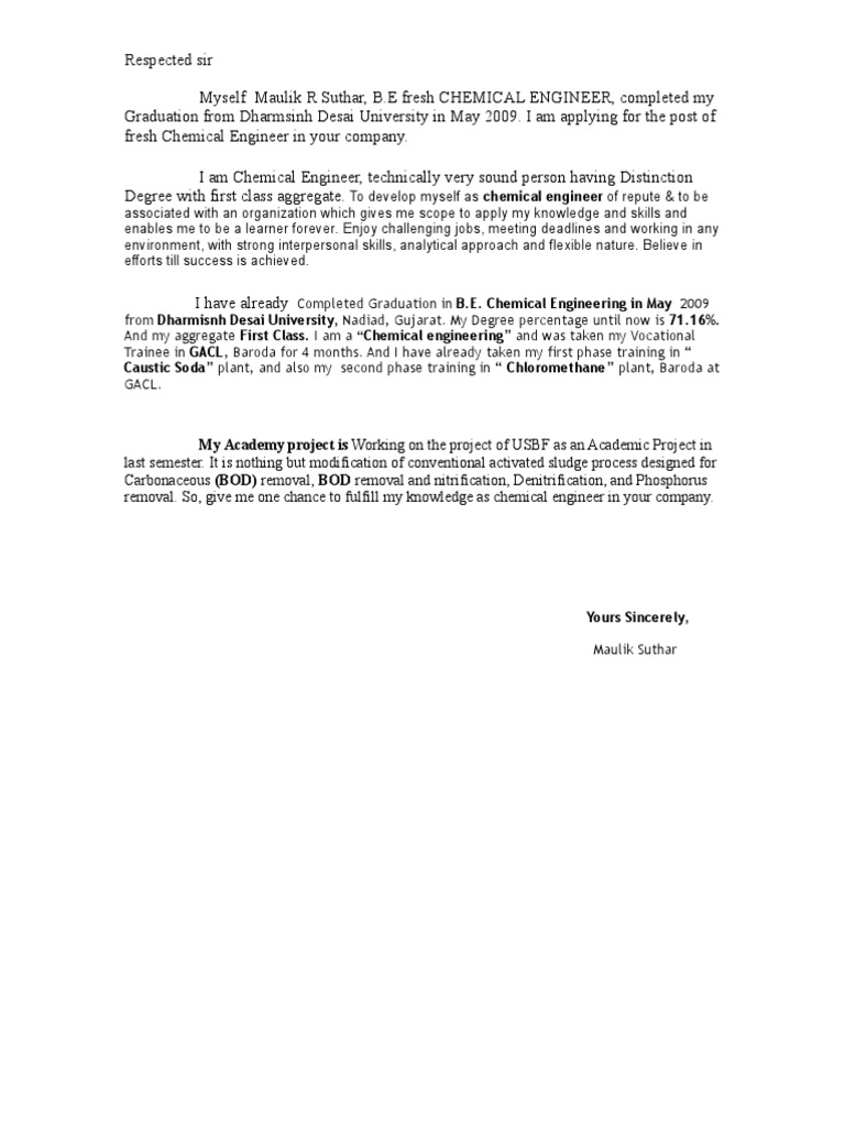 Respected Sir | PDF | Chemical Engineering | Cognition