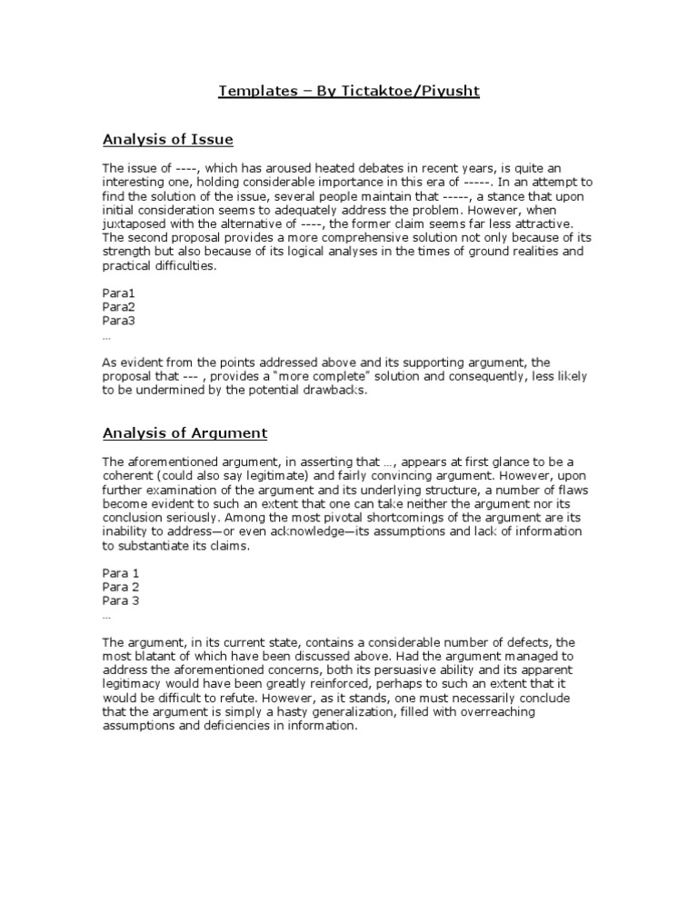 AWA Templates | PDF