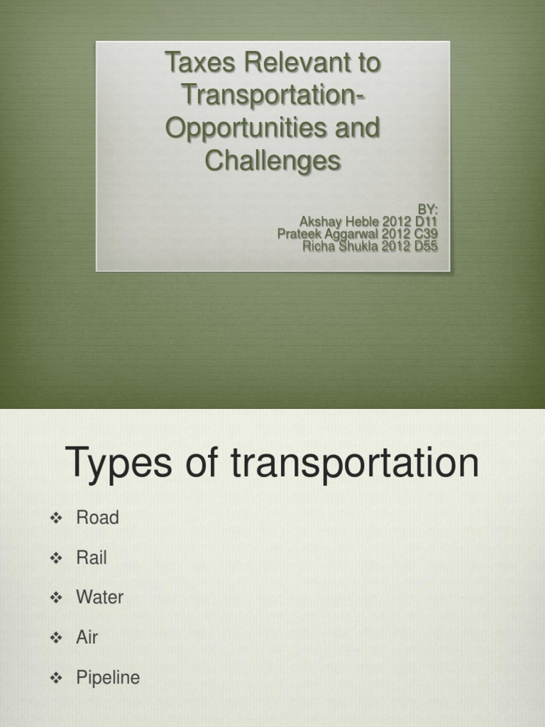 Taxes Relevant To Transportation | Download Free PDF | Value Added Tax ...