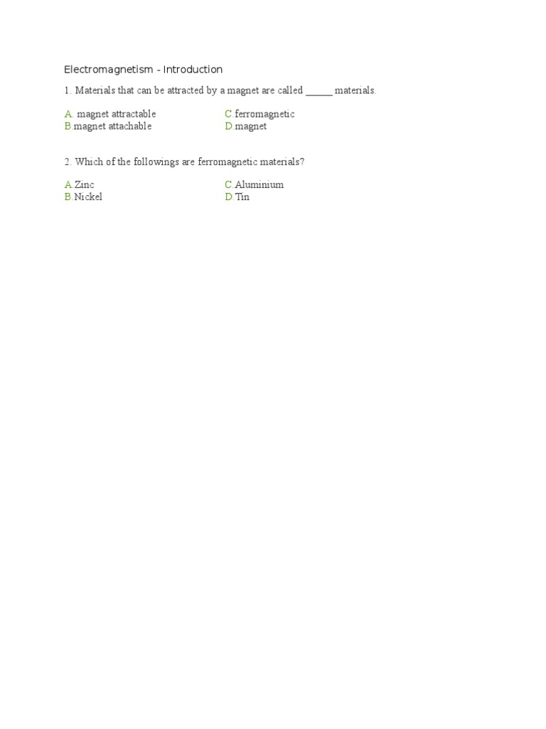 Electromagnetism Basics and Concepts | PDF | Magnetic Field | Magnet