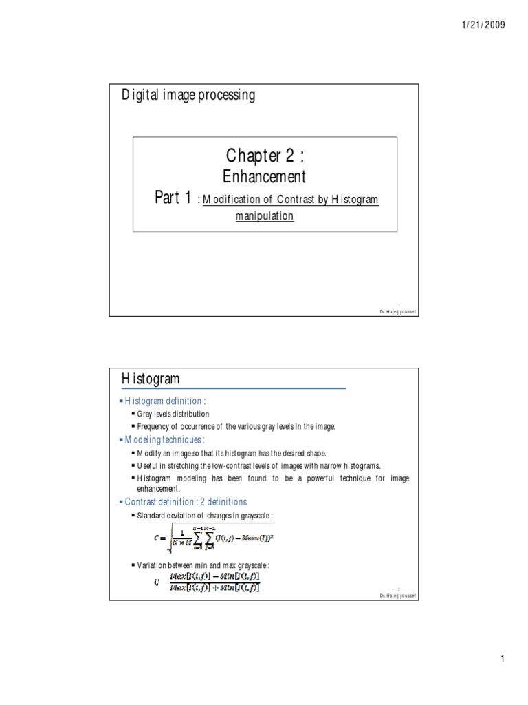DIP Chapter 2-Part1 - Histogram Manipulation | PDF | Contrast (Vision) | Histogram