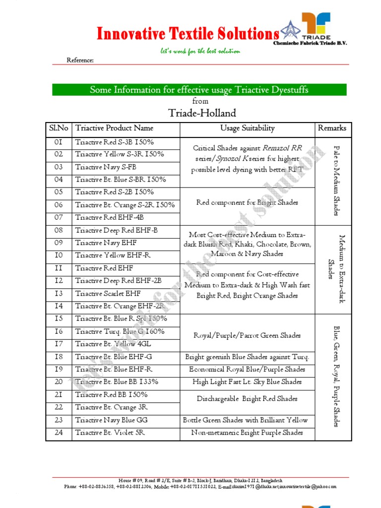 Triactive Dyestuffs Usage Guide | PDF | Sodium Hydroxide | Dye