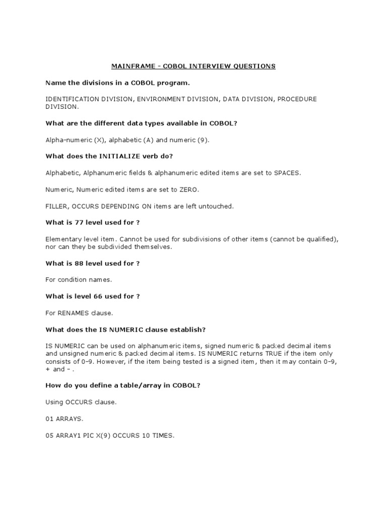 Cobol Faqs Pdf Byte Binary Coded Decimal
