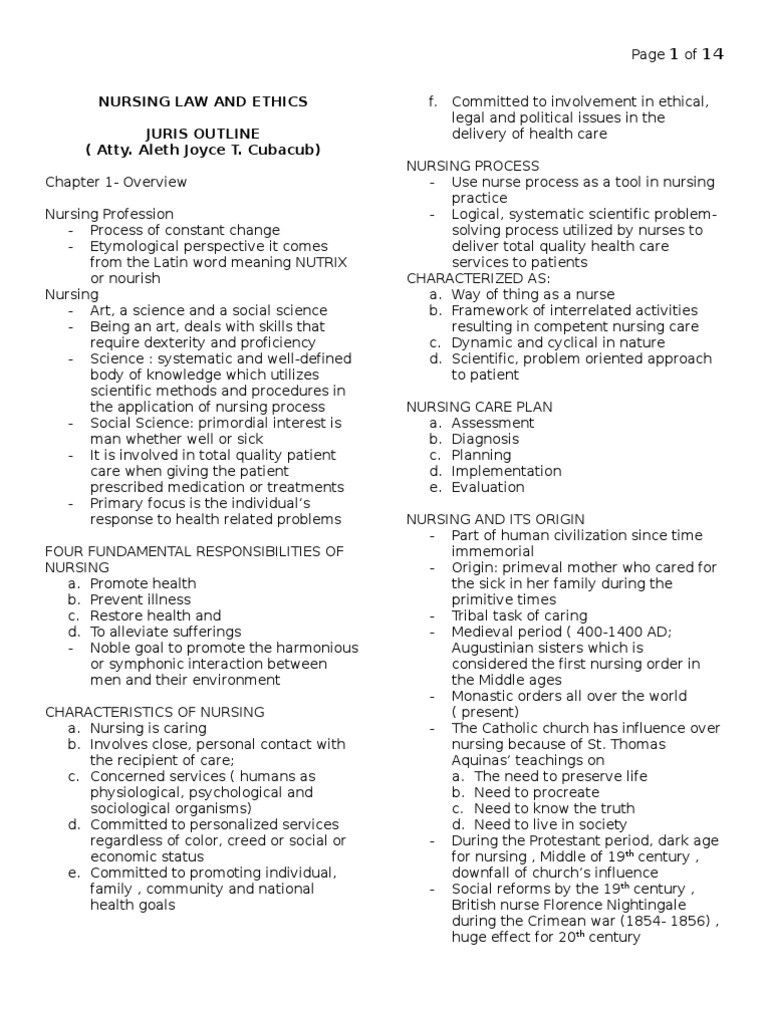 Nursing Law and Ethics Overview | PDF | Nursing | Health Care