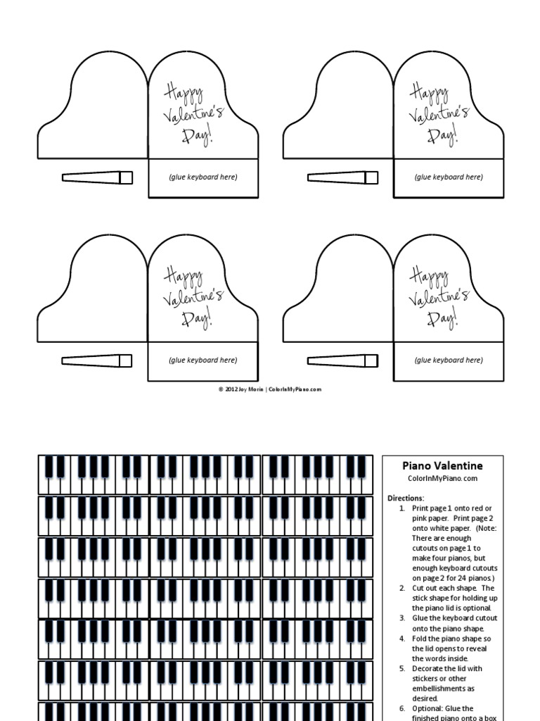 Piano Valentine Printable | PDF