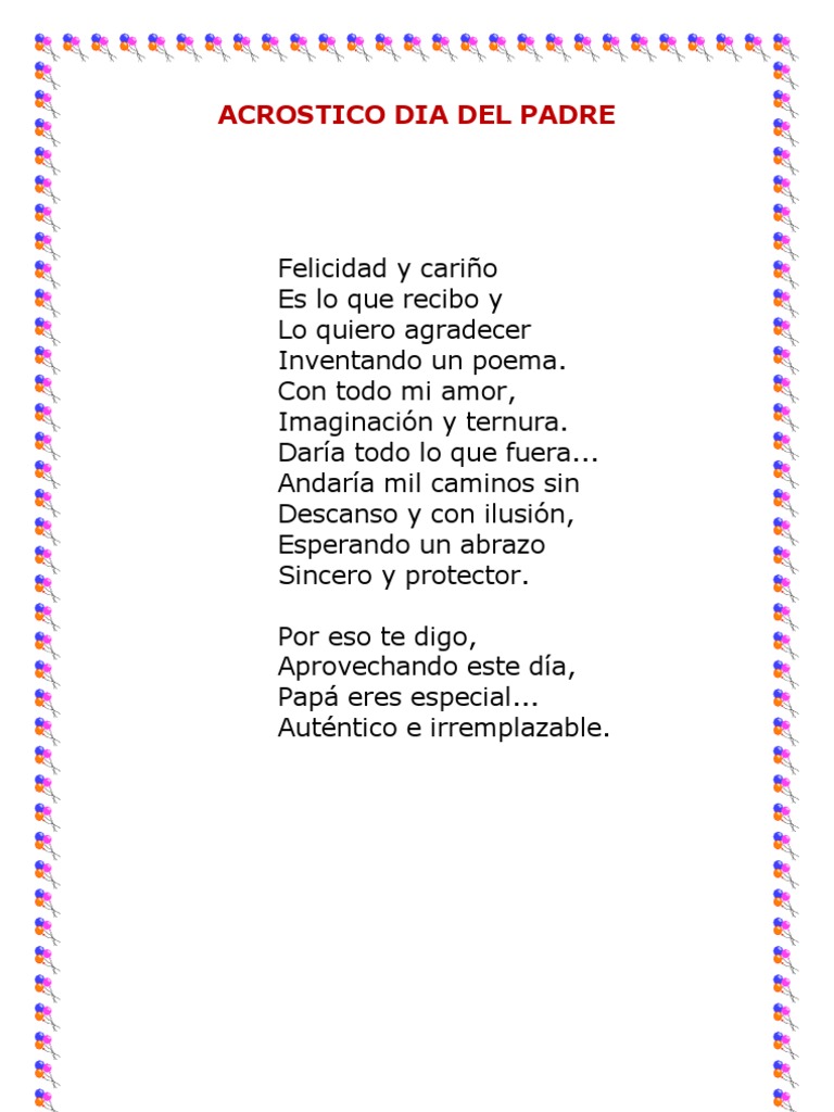 Acróstico del Día del Padre | PDF | Poesía