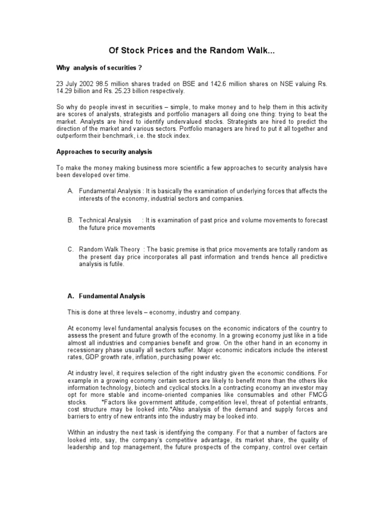 Of Stock Prices and The Random Walk... : Why Analysis of Securities ? | PDF