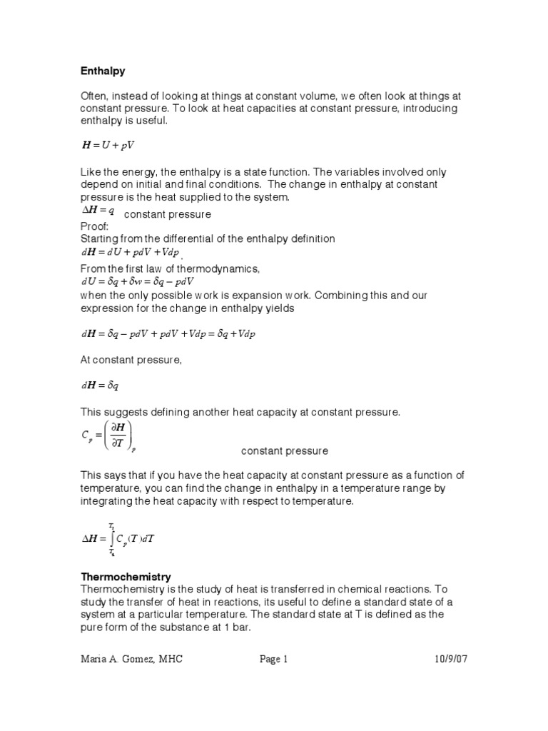 Enthalpy PDF | PDF | Enthalpy | Heat