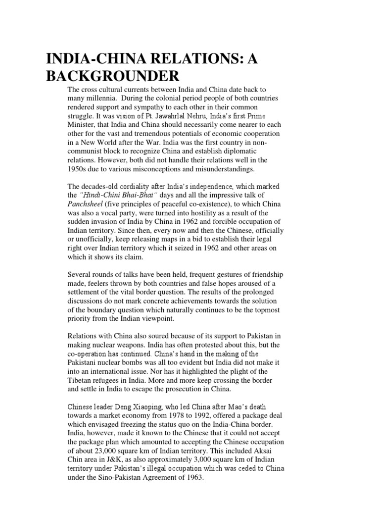 An Overview of the Complex Relationship Between India and China: A ...