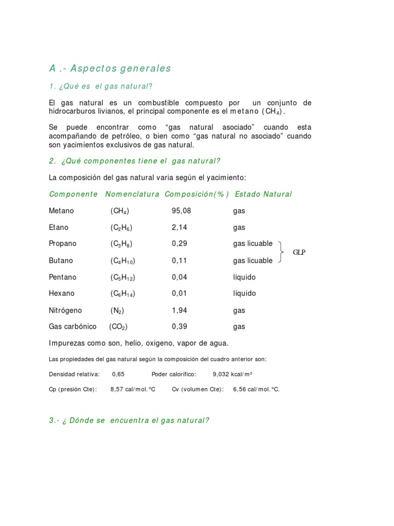 Composición y Componentes del Gas Natural | PDF | Gas natural licuado ...