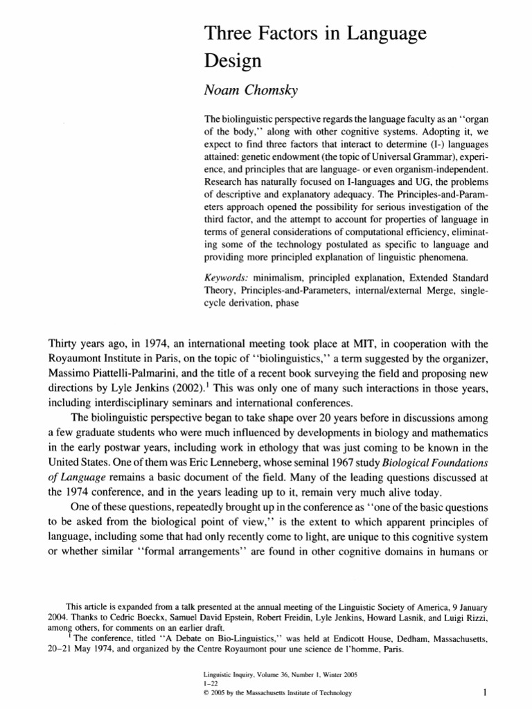 Three Factors in Language Design | PDF | Linguistics | Lexical Semantics