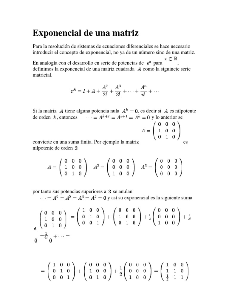 Exponencial de Una Matriz | PDF | Matriz (Matemáticas) | Exponenciación