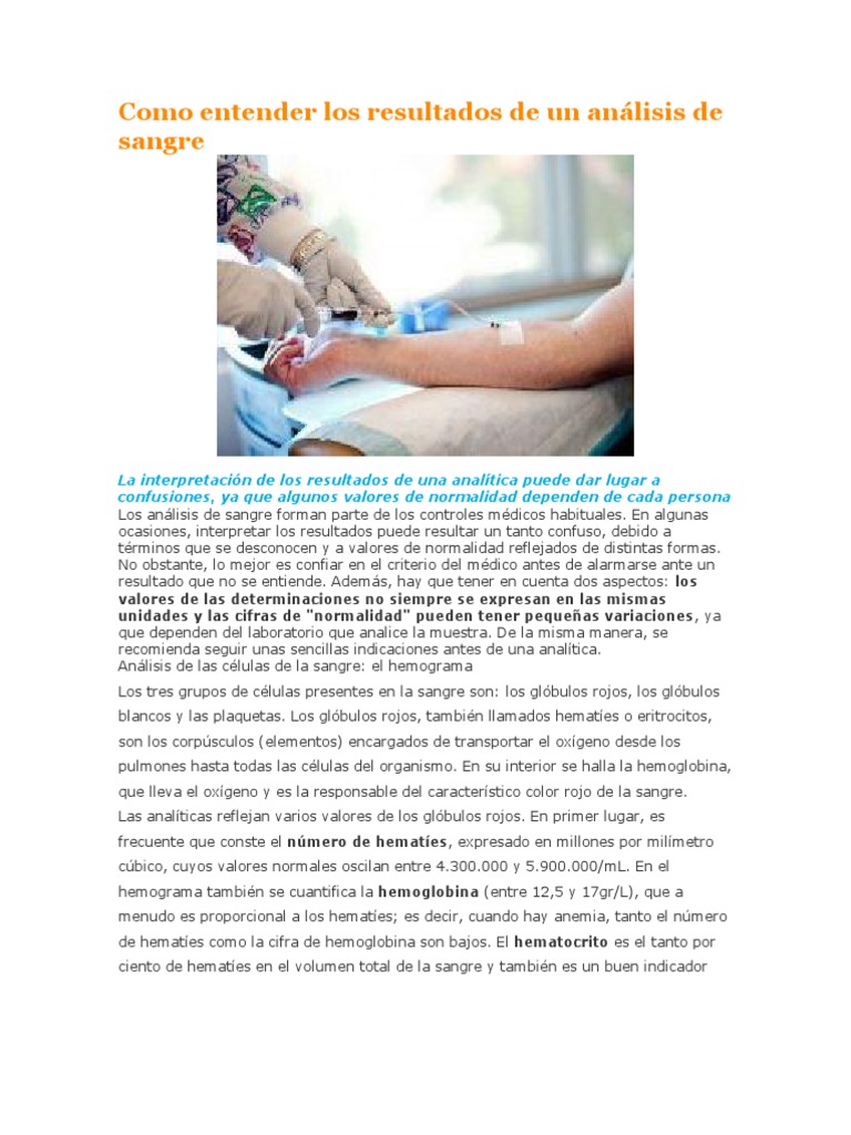 Como Entender Los Resultados de Un An Lisis de Sangre | PDF | Leucocito | Colesterol