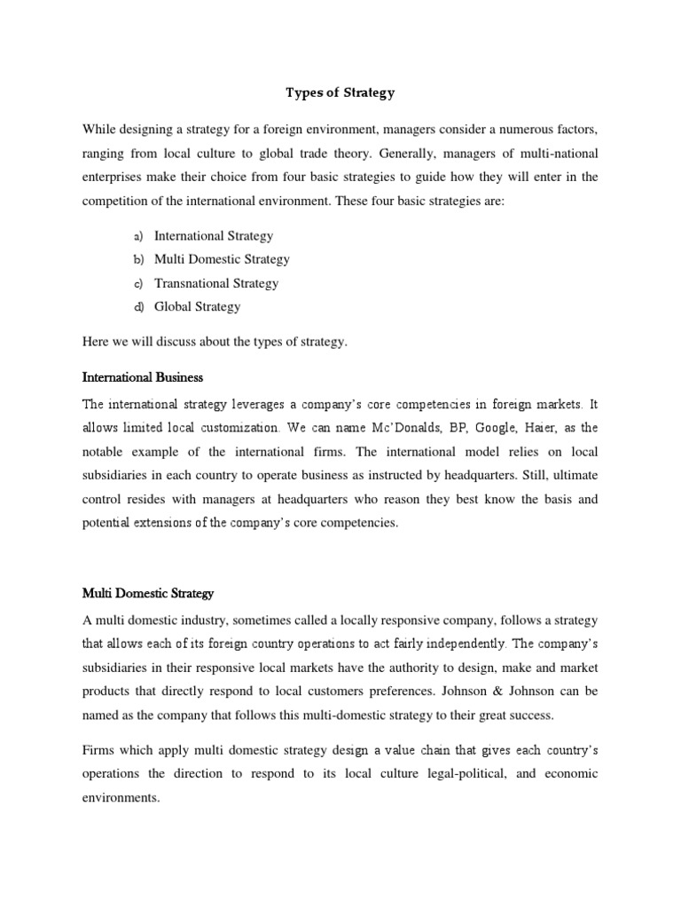 Types of Strategy | PDF | Strategic Management | Competence (Human ...