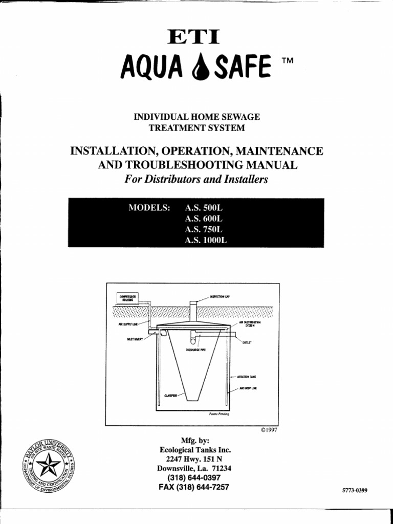 Aquasafe Septic System | PDF | Sewage Treatment | Environmental Technology