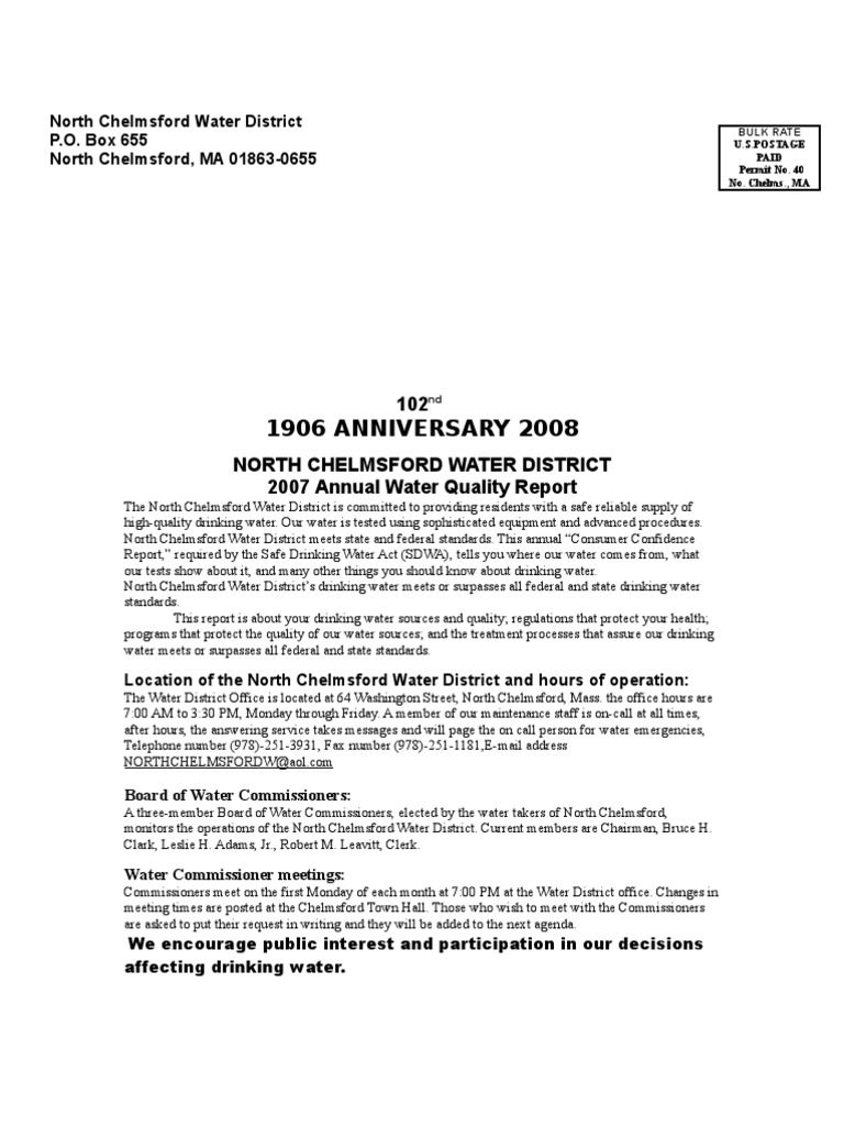 2007 Consumer Confidence Report | PDF | Drinking Water | Sodium