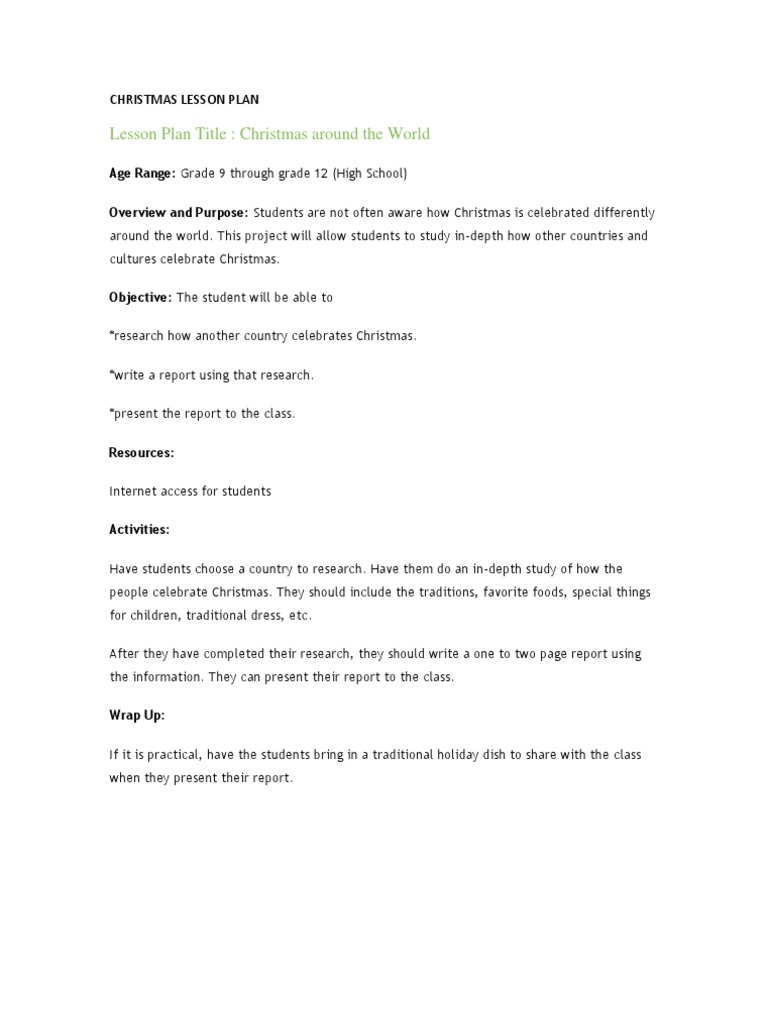 Christmas Lesson Plan | PDF | Hanukkah | Valentine's Day