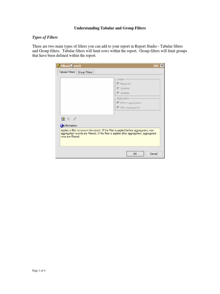 Understanding Tabular and Group Filters | PDF | Databases | Information ...