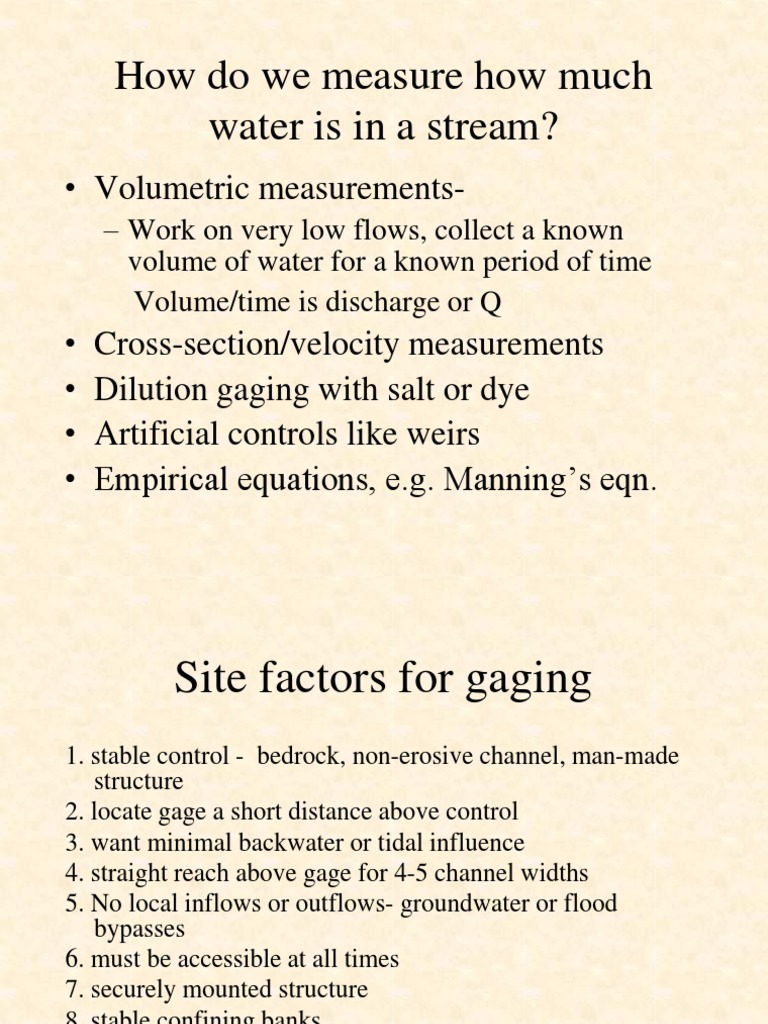 How Do We Measure How Much Water Is in A Stream?: - Volumetric ...