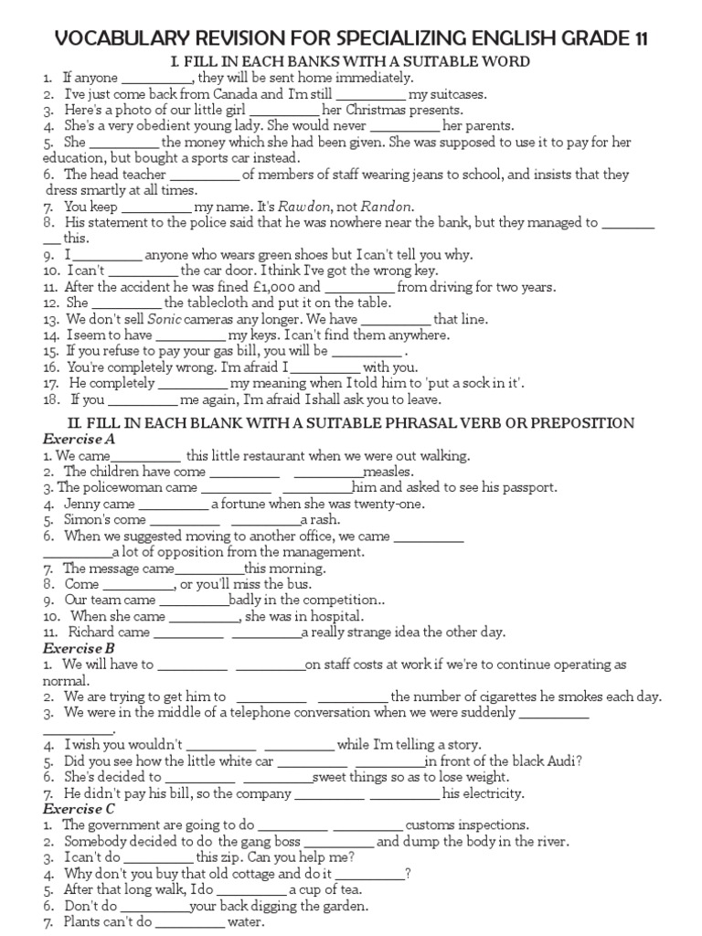 Vocabulary Revision For Specializing English Grade 11 | PDF | Famine