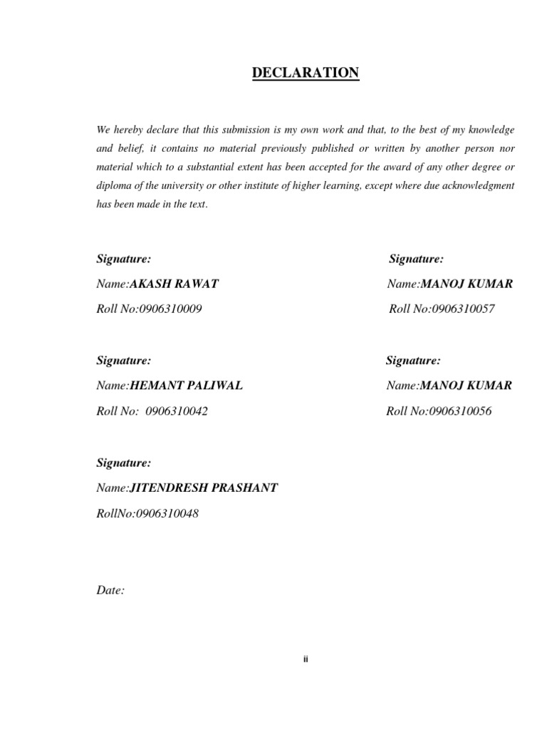 Declaration: Signature: Signature | PDF | Voting | Information ...