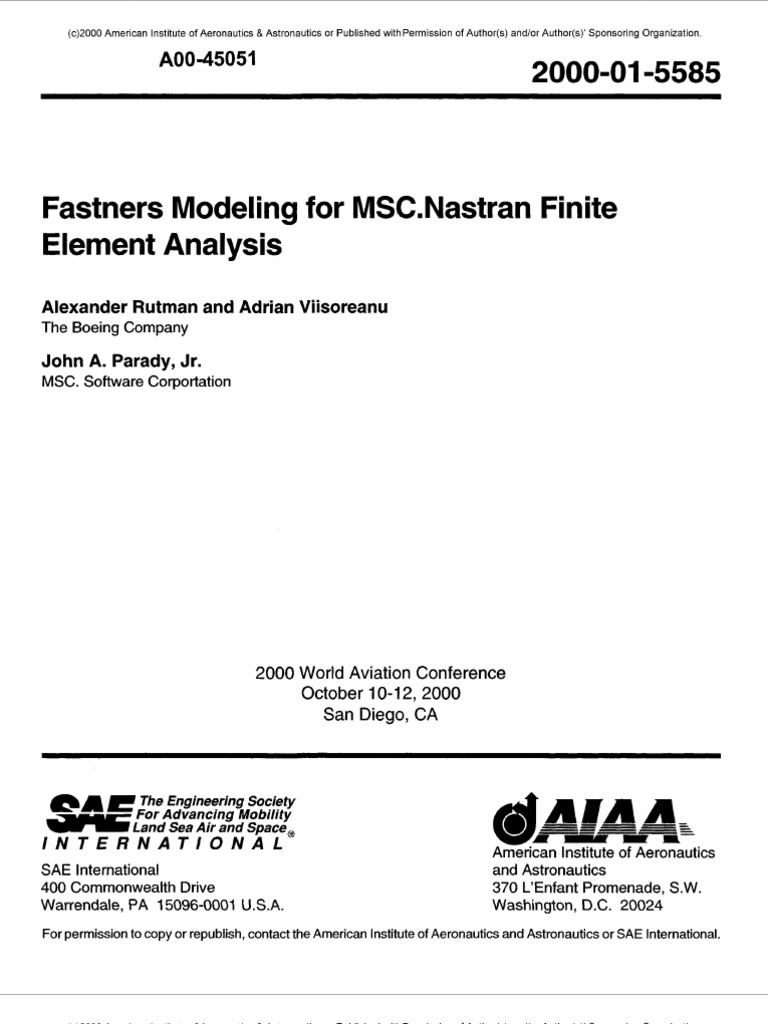Fastners Modeling For MSC - Nastran Finite Element Analysis | PDF ...