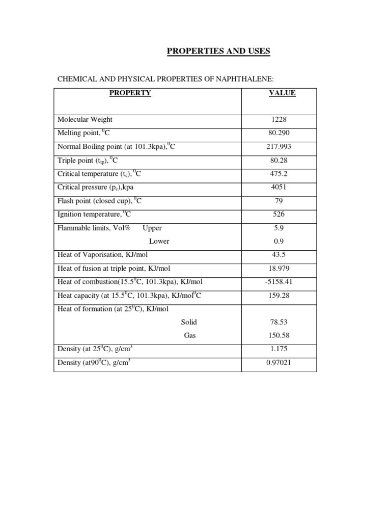 Naphthalene: Properties and Uses | PDF | Chemical Reactions | Chemical ...