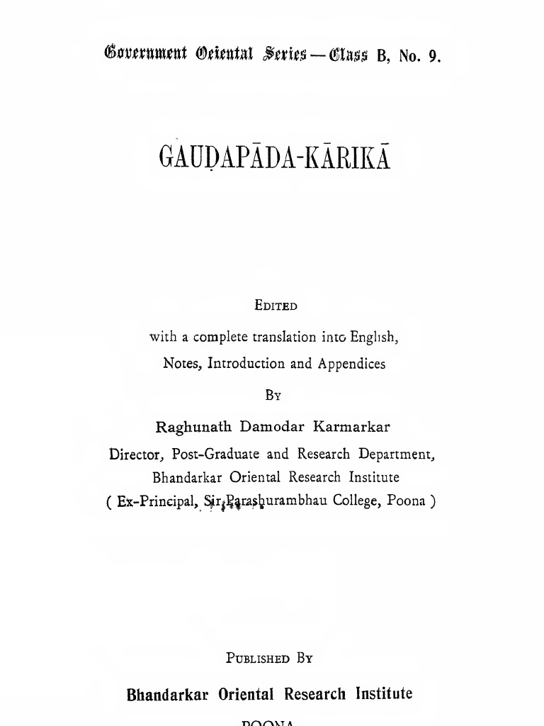 Gaudapada Karika Text | PDF | Advaita Vedanta | Indian Religions