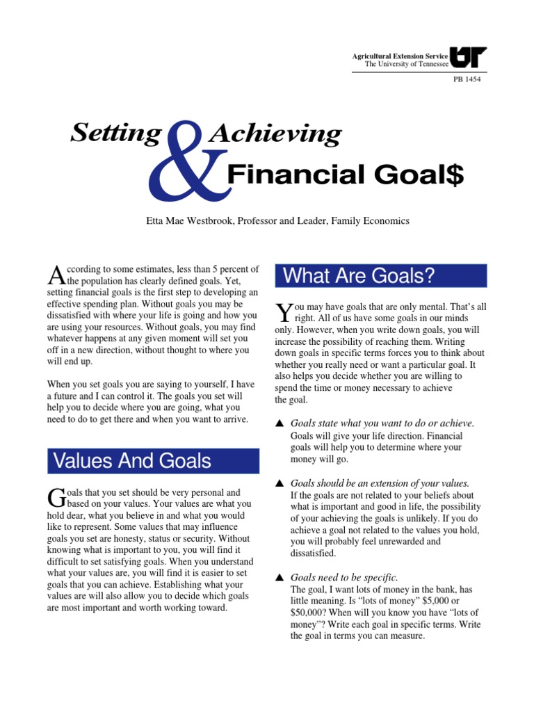 Setting Achieving: Financial Goal$ | PDF | Goal | Cognition