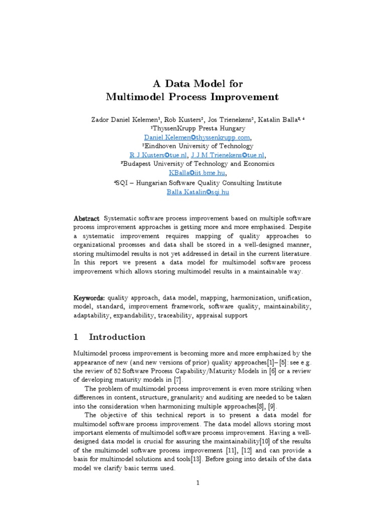 A Data Model For Multimodel Process Improvement | Download Free PDF ...